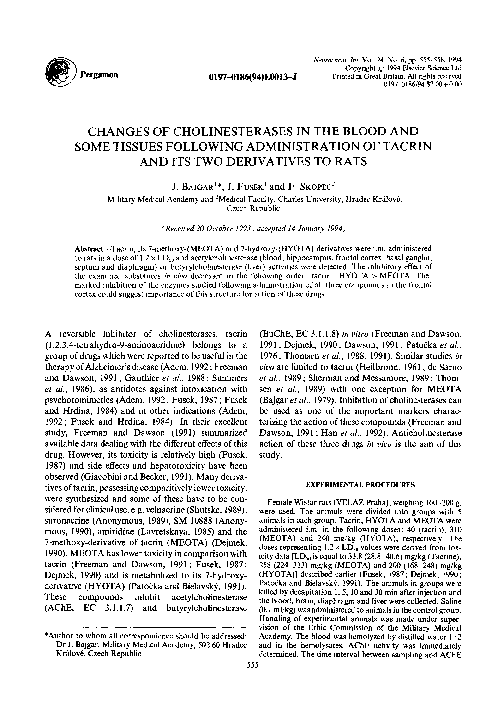 (PDF) Changes of cholinesterases in the blood and some tissues ...