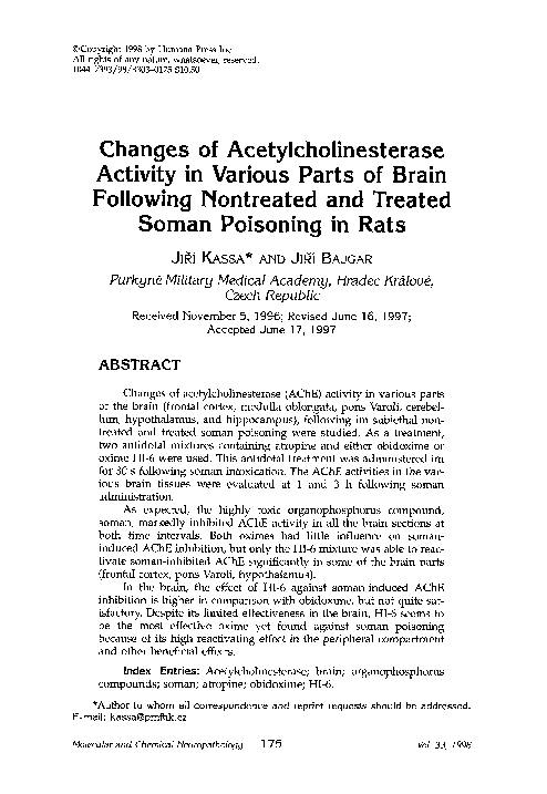 (PDF) Changes of acetylcholinesterase activity in various parts of ...