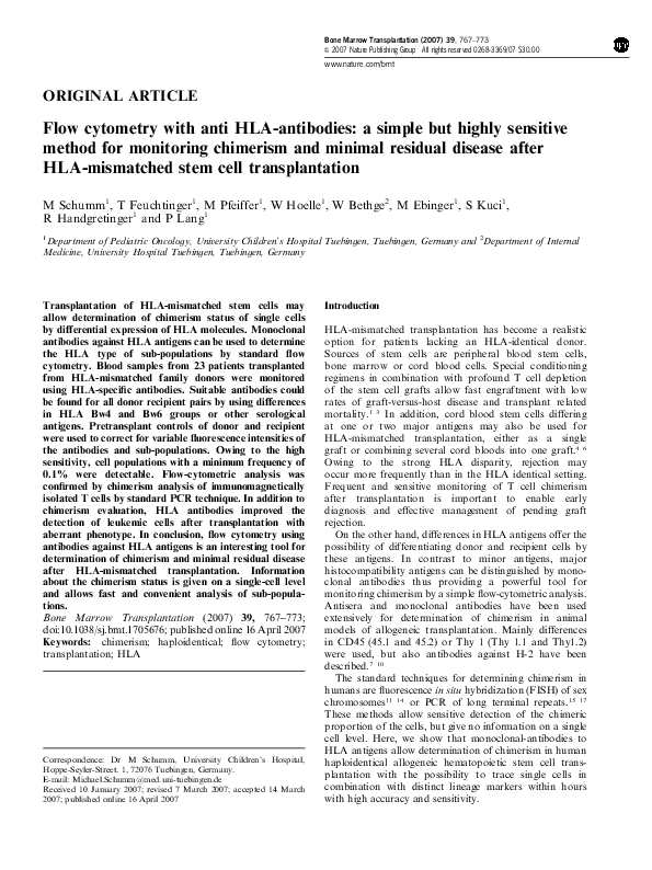 (PDF) Flow cytometry with anti HLA-antibodies: a simple but highly ...