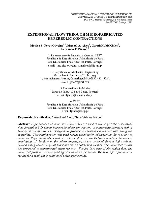 (PDF) EXTENSIONAL FLOW THROUGH MICROFABRICATED HYPERBOLIC CONTRACTIONS