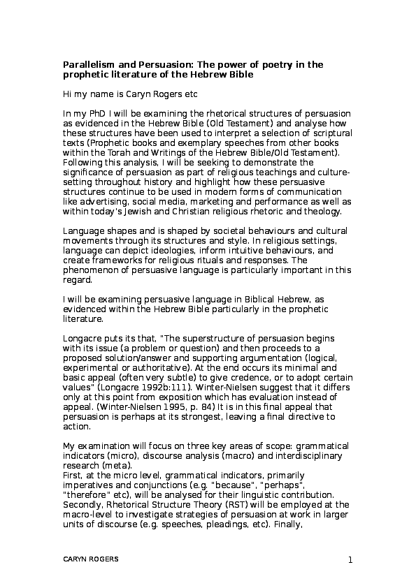 (DOC) Parallelism and Persuasion: The power of poetry in the prophetic ...