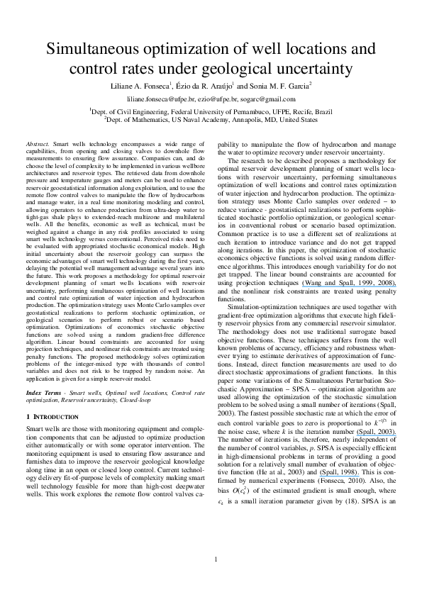 (PDF) Simultaneous optimization of well locations and control rate ...