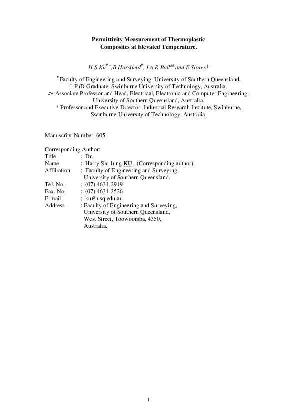 Pdf Permittivity Measurement Of Thermoplastic Composites At Elevated Temperature