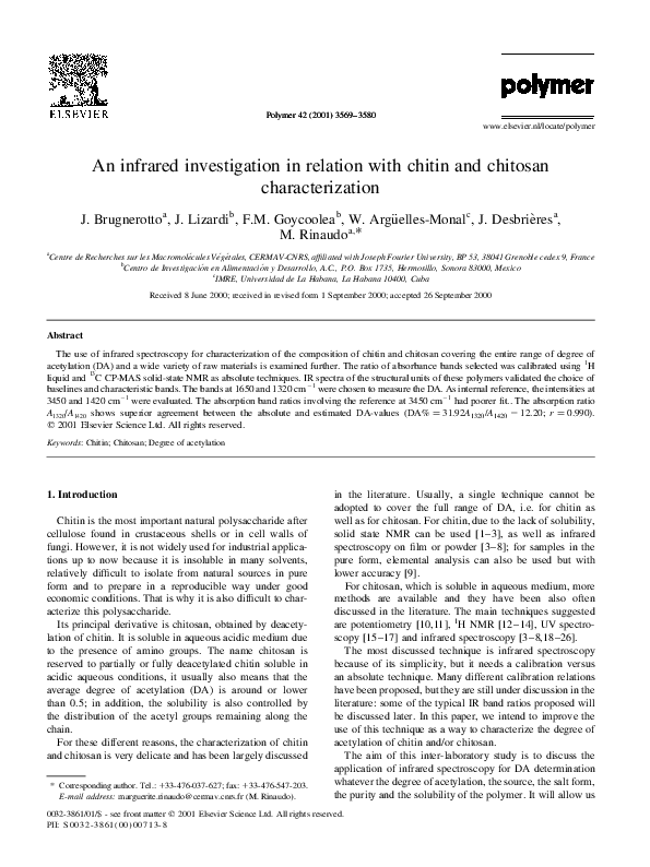 Pdf An Infrared Investigation In Relation With Chitin And Chitosan