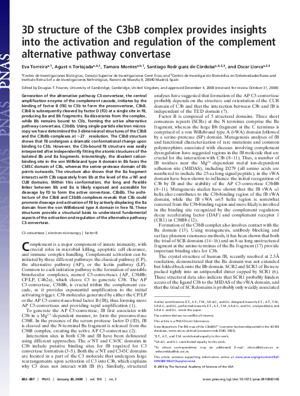 (PDF) 3D structure of the C3bB complex provides insights into the ...