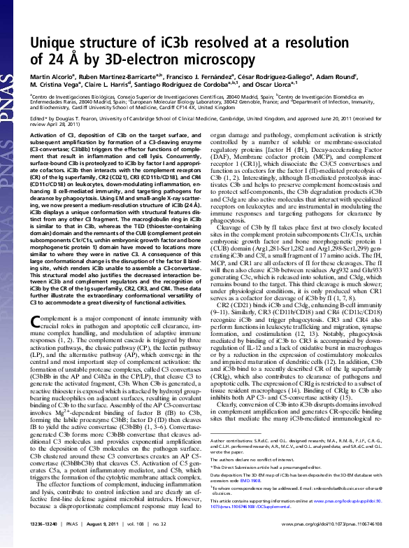 (PDF) Unique structure of iC3b resolved at a resolution of 24 A by 3D ...