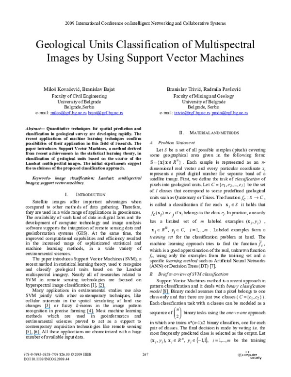 (PDF) Geological Units Classification of Multispectral Images by Using Support Vector Machines