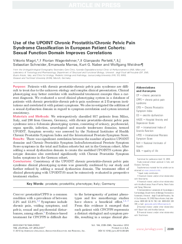 (PDF) Use of the UPOINT Chronic Prostatitis/Chronic Pelvic Pain ...