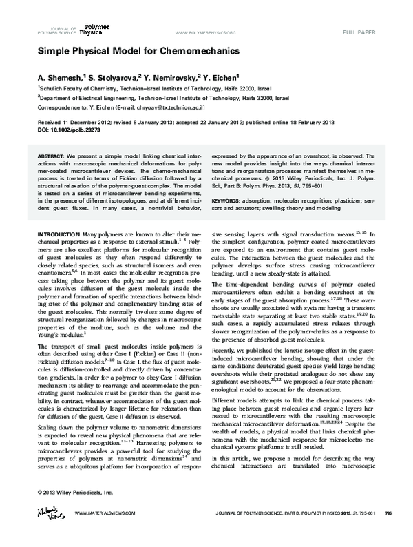 (PDF) Simple physical model for chemomechanics