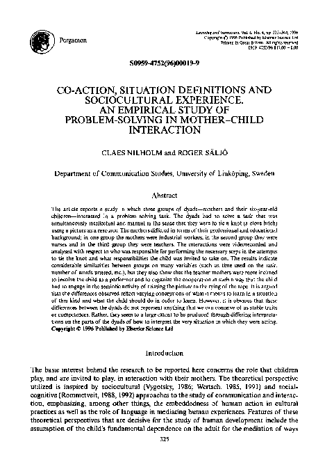 (PDF) Co-action, situation definitions and sociocultural experience. An ...