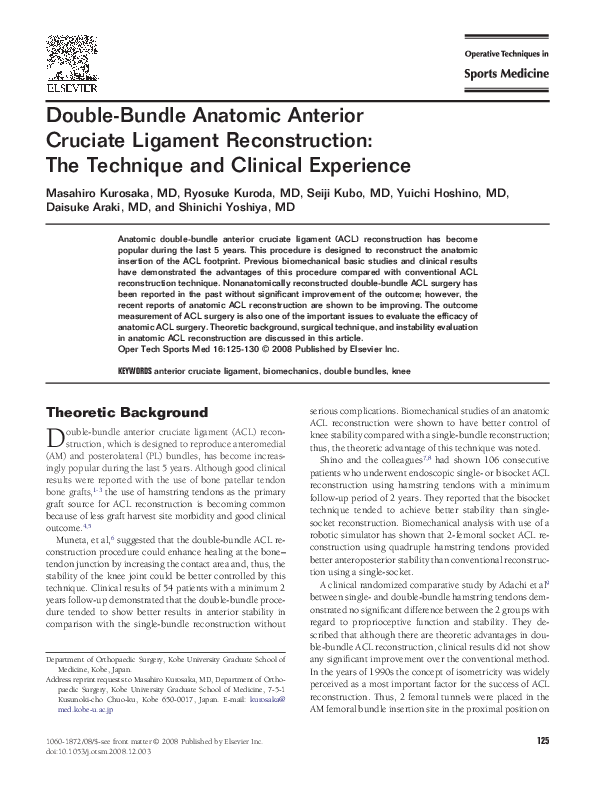 (PDF) Double-Bundle Anatomic Anterior Cruciate Ligament Reconstruction ...