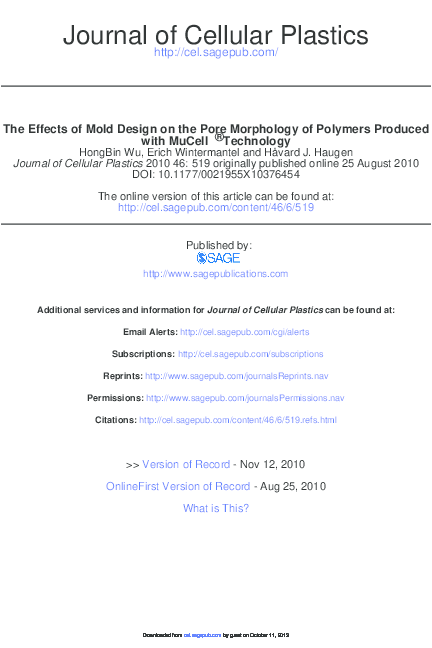 (PDF) The effects of mold design on the pore morphology of polymers ...