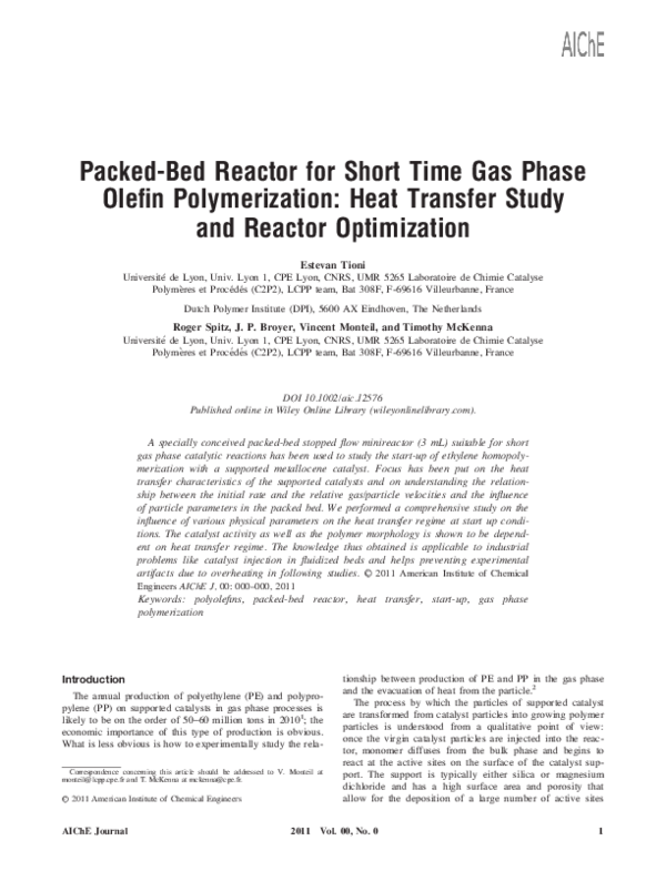 (PDF) Packed-bed reactor for short time gas phase olefin polymerization ...