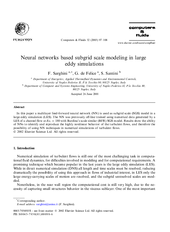 (PDF) Neural networks based subgrid scale modeling in large eddy simulations