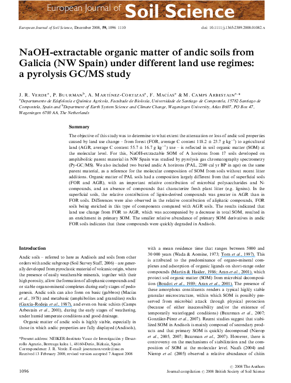 (PDF) NaOH-extractable organic matter of andic soils from Galicia (NW ...