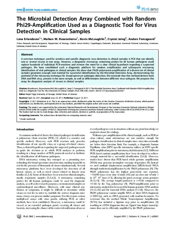 (PDF) The Microbial Detection Array Combined with Random Phi29-Amplification Used as a ...