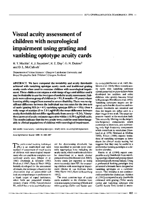 (PDF) Visual acuity assessment of children with neurological impairment ...