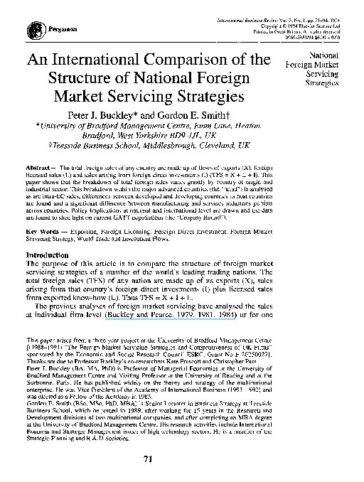 (PDF) Comparing National Foreign Market Strategies