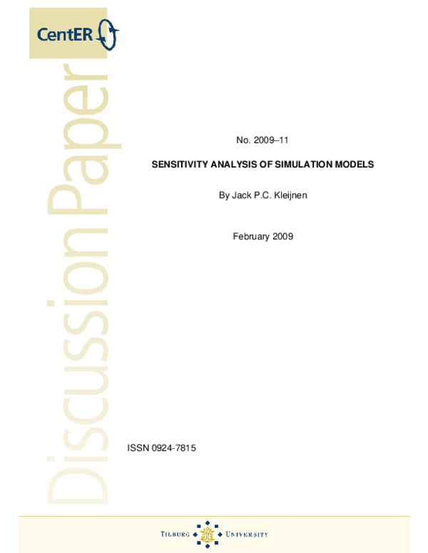 Pdf Sensitivity Analysis Of Simulation Models