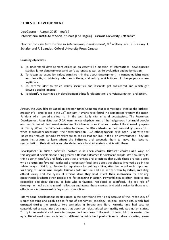 (PDF) ETHICS OF DEVELOPMENT