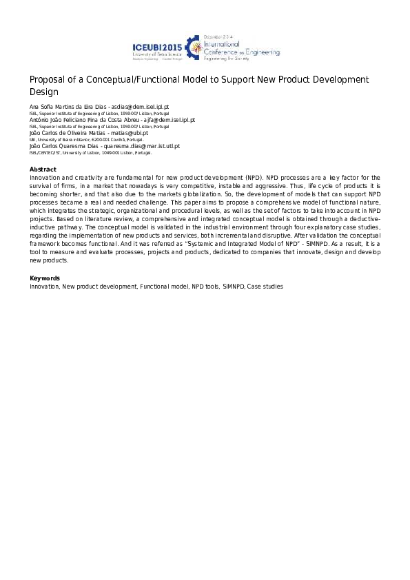 (PDF) Proposal of a Conceptual/Functional Model to Support New Product ...