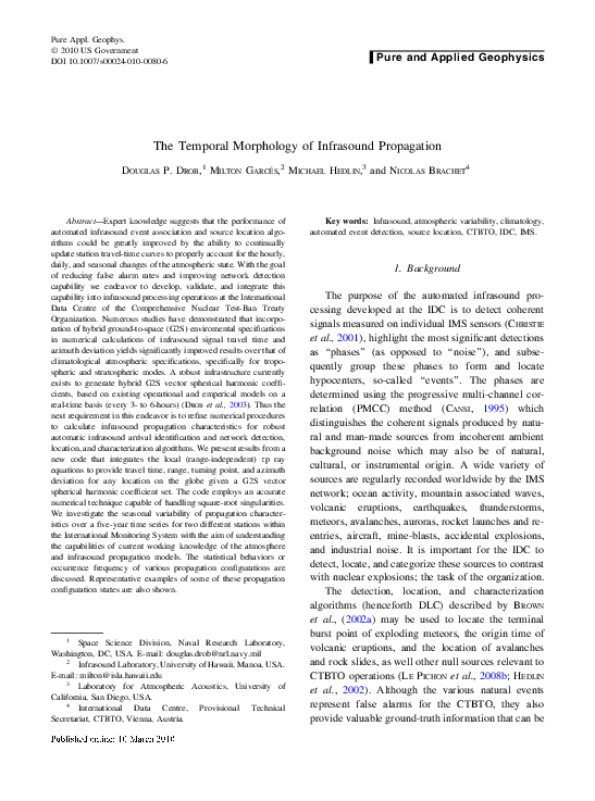 (PDF) The Temporal Morphology of Infrasound Propagation