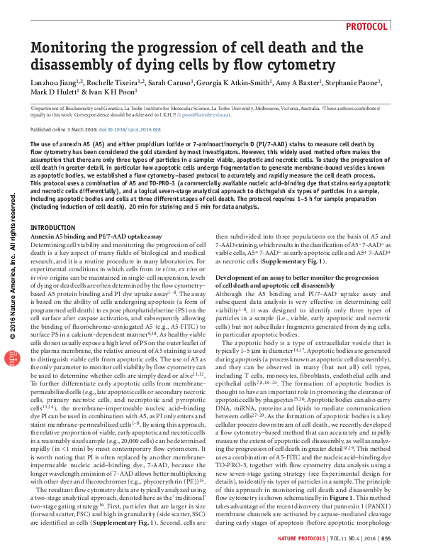 (PDF) Monitoring the progression of cell death and the disassembly of ...