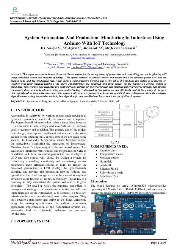 (PDF) System Automation And Production Monitoring In Industries Using ...