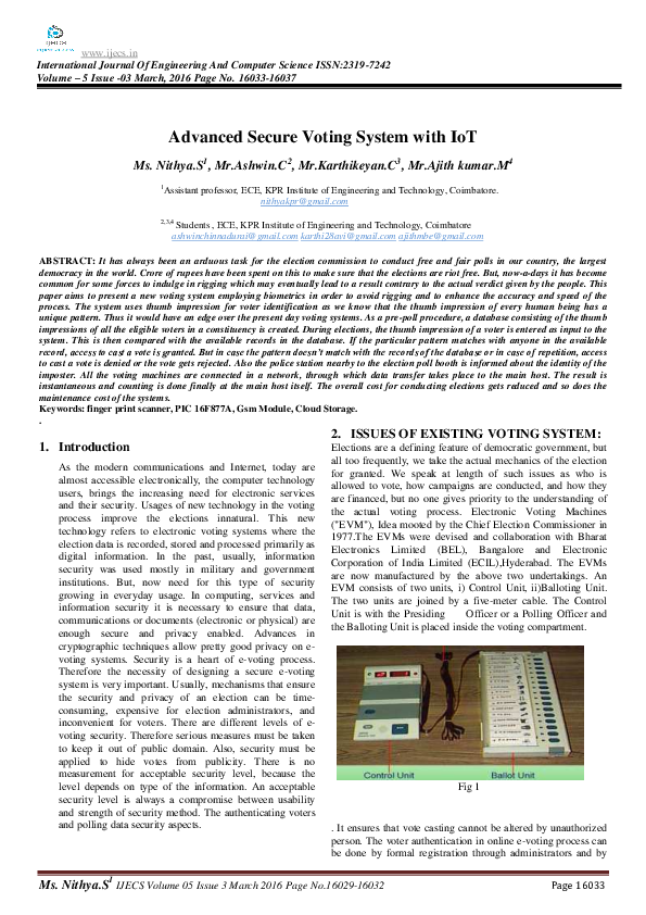 (PDF) Advanced Secure Voting System with IoT
