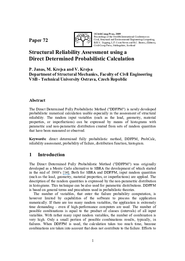 (PDF) Structural Reliability Assessment using a Direct Determined Probabilistic Calculation