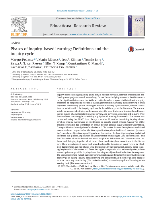 (PDF) Phases of inquiry-based learning: definitions and the inquiry cycle
