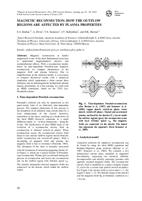 (PDF) Magnetic Reconnection: How the Outflow Regions Are Affected by ...