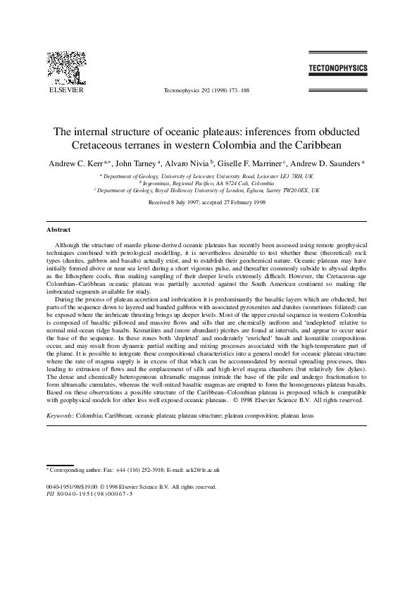(PDF) The internal structure of oceanic plateaus: inferences from ...