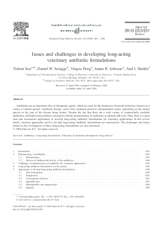 (PDF) Issues and challenges in developing long-acting veterinary ...
