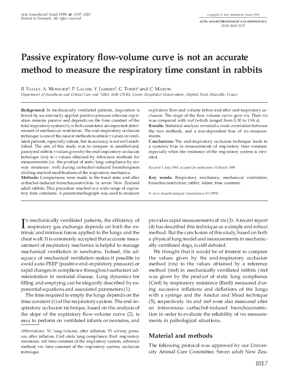 (PDF) Passive expiratory flow-volume curve is not an accurate method to ...