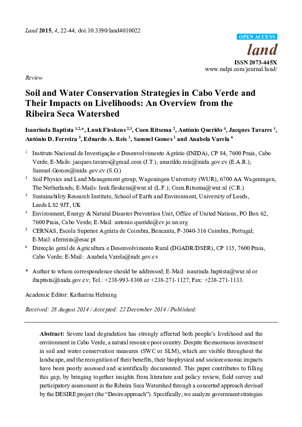 (PDF) Soil and water conservation strategies and impact on sustainable ...