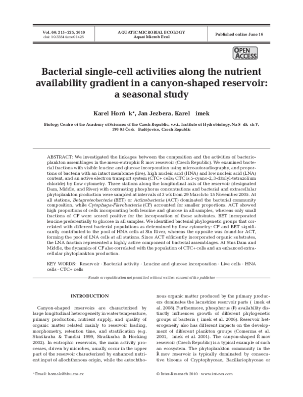 (PDF) Bacterial single-cell activities along the nutrient availability gradient in a canyon ...