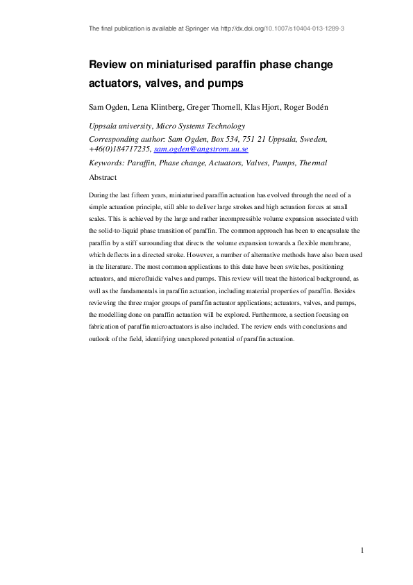 (PDF) Review on miniaturized paraffin phase change actuators, valves ...