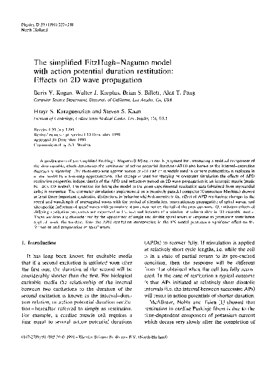 (PDF) The simplified FitzHugh-Nagumo model with action potential duration restitution: Effects ...