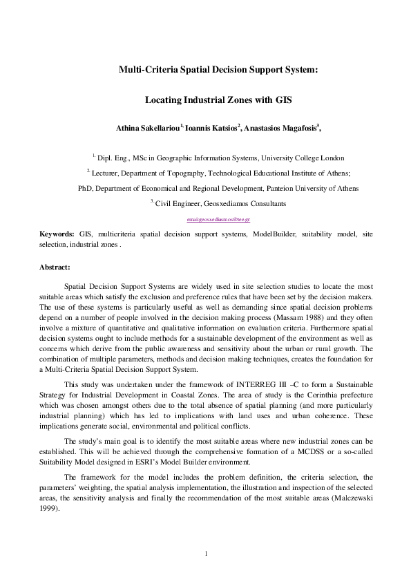 (PDF) Multi-Criteria Spatial Decision Support System: Locating ... (PDF) Multi-Criteria Spatial Decision Support System: Locating ...