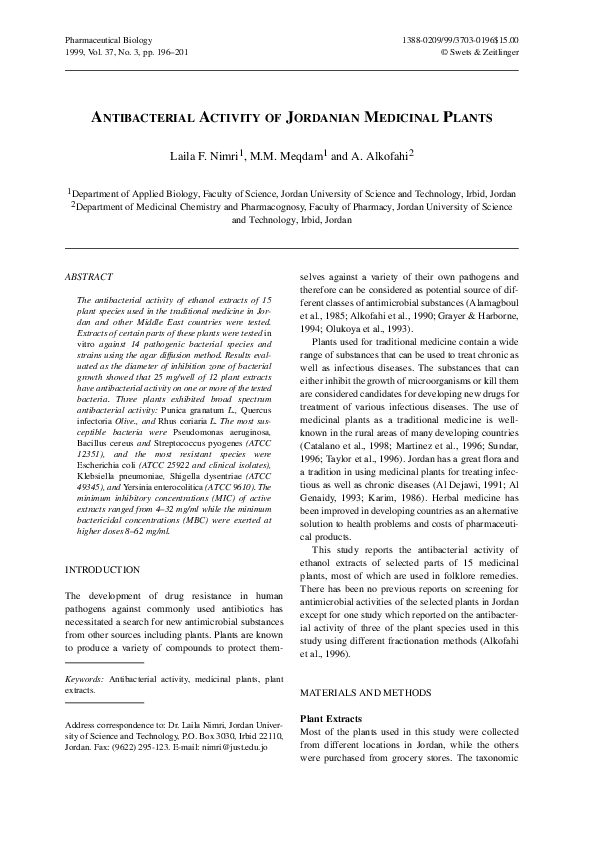 (PDF) Antibacterial activity of medicinal plants