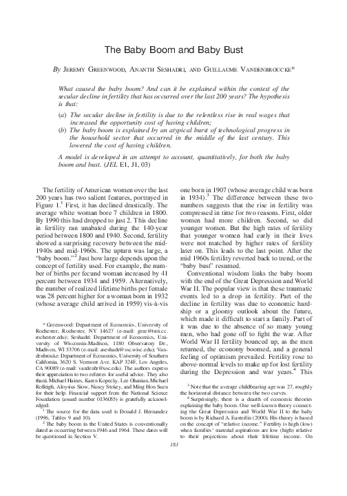 (PDF) The Baby Boom and Baby Bust