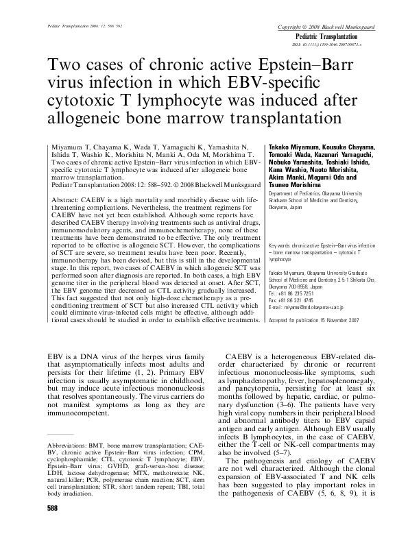 (PDF) Two cases of chronic active Epstein-Barr virus infection in which ...