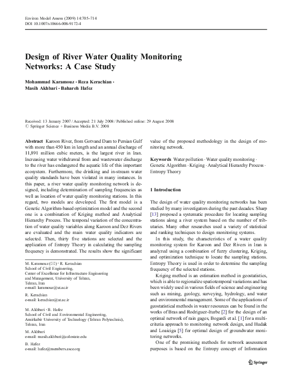 (PDF) Design of River a Water Quality Monitoring Network: An Entropy ...