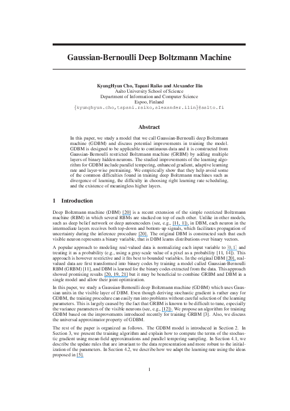 (PDF) Gaussian-Bernoulli deep Boltzmann machine