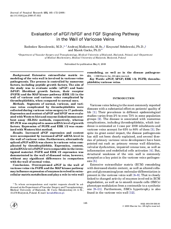 (PDF) Evaluation of aFGF/bFGF and FGF Signaling Pathway in the Wall of ...