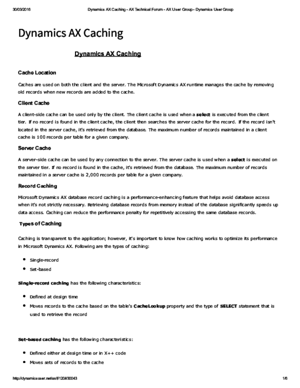 (PDF) Dynamics AX Caching Cache Location