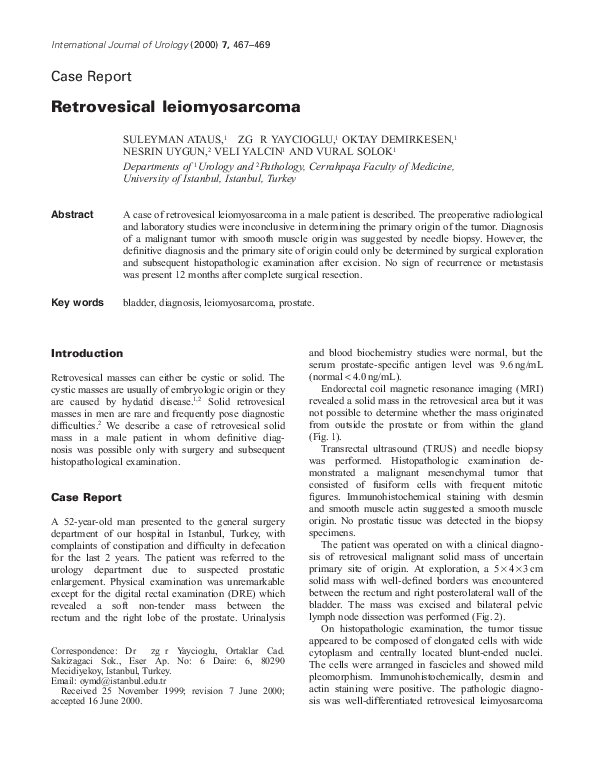 (PDF) Retrovesical leiomyosarcoma