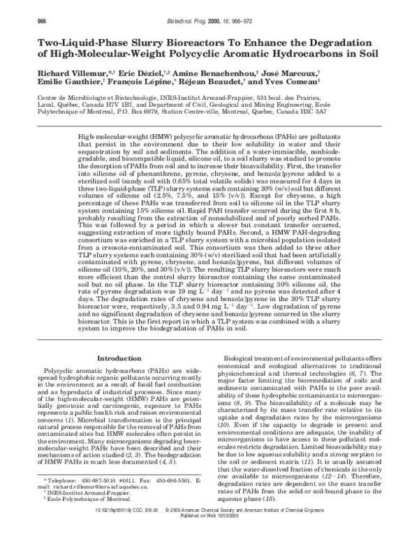 (PDF) Two-Liquid-Phase Slurry Bioreactors To Enhance the Degradation of ...