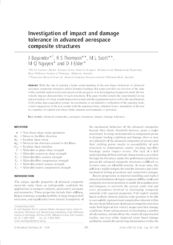 (PDF) Investigation of impact and damage tolerance in advanced ...